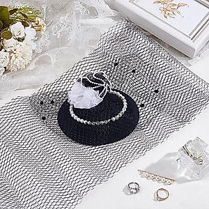 BENECREAT 3 Yard Black Net Mesh Fabric, 10 Inch Wide Nylon Bridal Veil Netting Fabric, Birdcage Veil Netting Fabric for Veil Making DIY Wedding Accessories Hat Brim Decoration, 0.2mm Thick