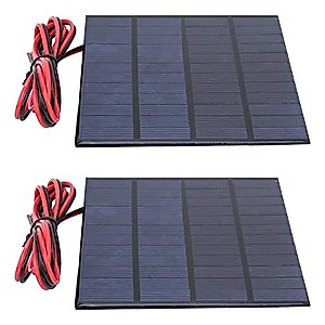 bizofft Polysilicon Solar Panel, with 1Meter Cable 2Pcs DC 12V Solar Panel Charger, Solar Flashlights for Solar Phone Chargers Solar Landscape Lights