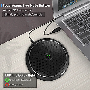 CMTECK Conference USB Microphone, Computer Desktop Mic with Mute Function, Omnidirectional Condenser PC Mic for Video, Streaming, VoIP Calls, Plug & Play Compatible with Mac OS X Windows (No Speaker)