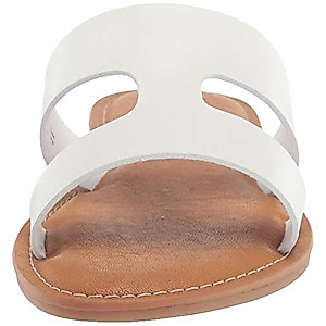 Amazon Essentials Women's Flat Banded Sandal, White, 9