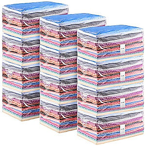 9 Pcs 80L Clear Storage Bags Clothing Storage Cubes Organizer Blanket Storage Bags with Zipper and Handles Large Waterproof for Comforters, Blankets, Bedding, 26 x 16 x 12 Inch