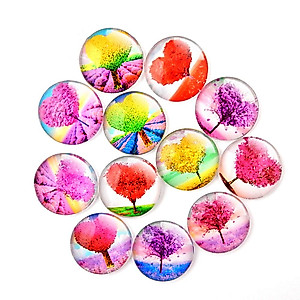 50 Beautiful Glass Refrigerator Magnets, Pretty Tree Fridge Magnets Small Magnets for Map Refrigerator Cabinet Whiteboard 0.7"