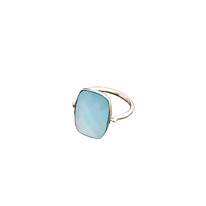 Aqua Chalcedony Ring 925 Solid Sterling Silver, Boho Statement Ring, Summer Gifts Ring, Bohemian Ring for Women, Rectangle Shape Ring All US Ring Size (12)