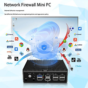 KingnovyPC Firewall Micro Appliance, 4 Port i226 2.5GbE LAN Fanless Mini PC N100, 1* DDR5, HDMI, DP, RJ45 COM, 4*USB Gigabit Ethernet AES-NI VPN Router Openwrt Barebone