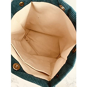 YiKitHom Corduroy Tote Bag Canvas Lining