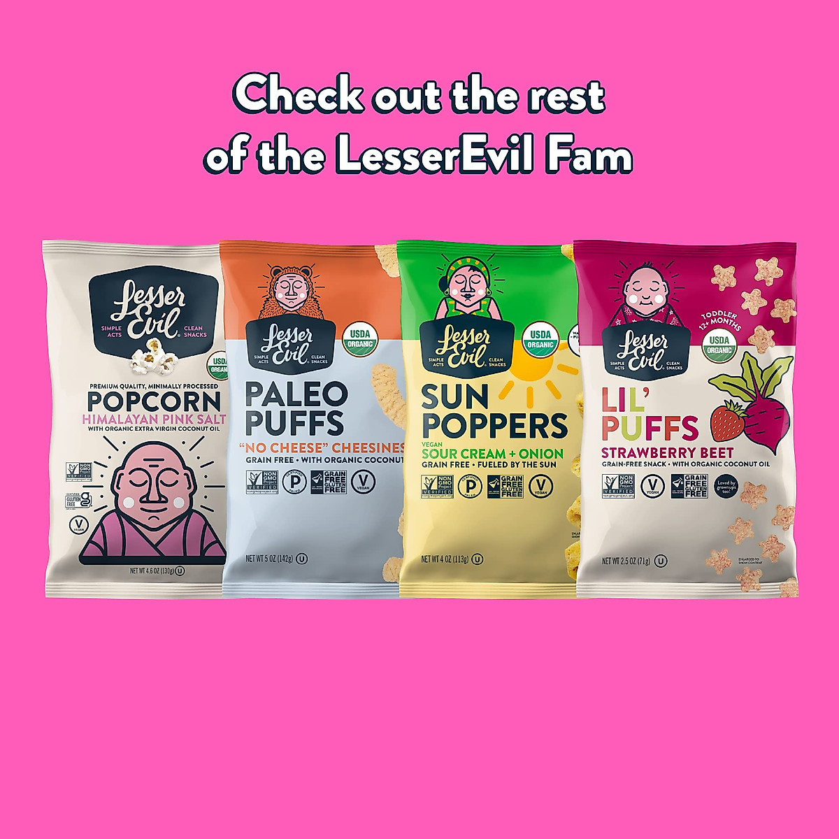 LesserEvil Himalayan Pink Salt Power Curls, Grain Free, Minimally Processed, Avocado Oil, Egg White Protein, 4 Oz, Pack of 3