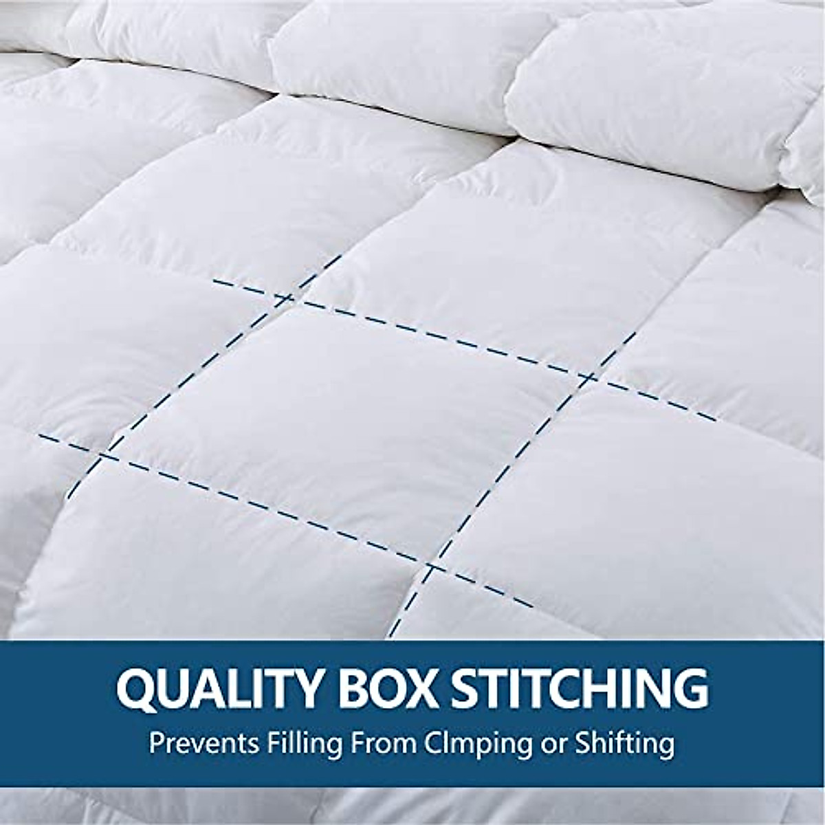 Cozynight Down Alternative Comforter-All Season Queen Comforter Duvet Insert with Corner Tabs-Breathable-Diamond Stitched Reversible White Comforter 90x90 inches