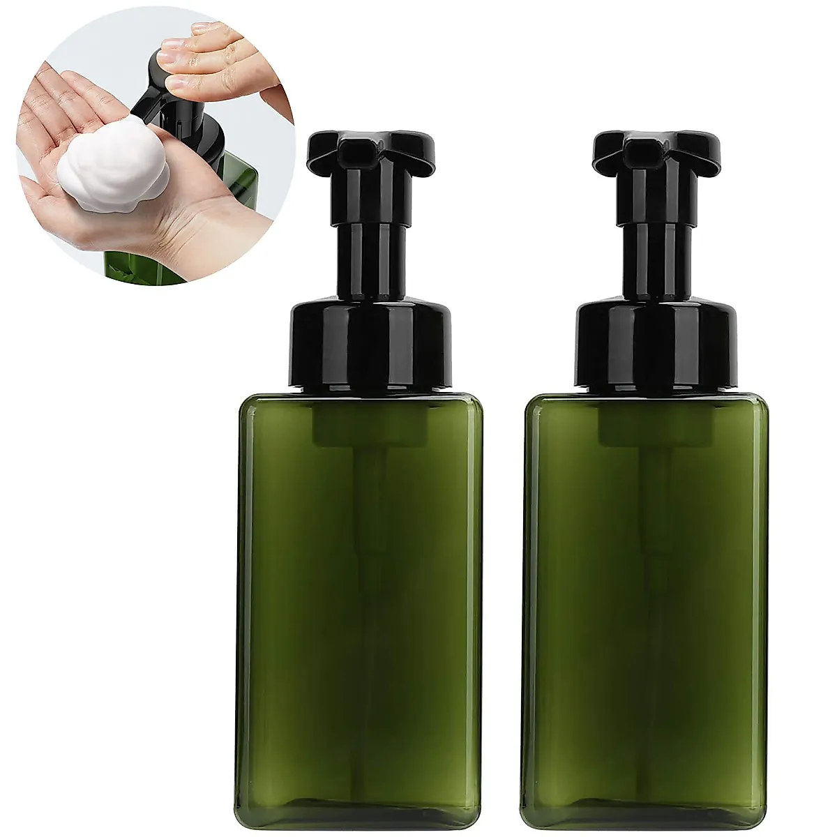 Herb Life 2 PCS Foaming Soap Dispenser, Refillable Foam Liquid Hand Soap Empty Plastic Pump Bottle Container for Bathroom Vanities, Kitchen Sink, Hospital, Clinic (17oz)