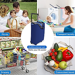 Ikaufen Folding Shopping Cart with Wheels, Portable Foldable Utility Cart, Heavy Duty Shopping Carts for Groceries with Removable Waterproof Shopping Bag for Supermarket Travel Camping