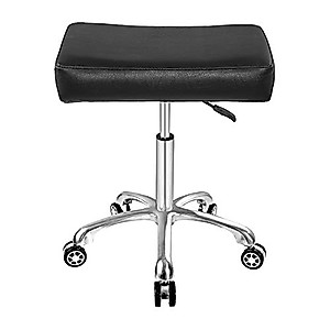 Adjustable Rolling Swivel Stool Chair for Massage Office Tattoo Kitchen, Work Heavy Duty Hydraulic Stool with Wheels (Black)