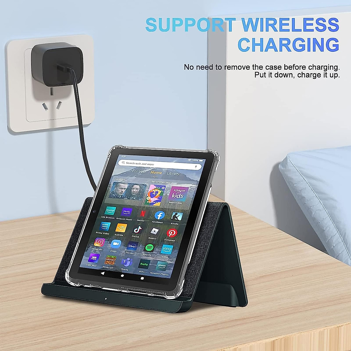 UUcovers Clear TPU Back Case for 8.0" Kindle Fire HD 8 Tablet (8th/7th/6th Generation, 2018/2017/2016) with Reinforced Corner Slim Lightweight Transparent Shockproof Shell [Impact Resistant], Clear