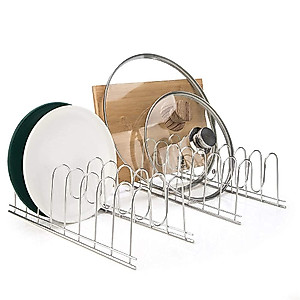 SANNO Pan pot Lid Holder Rack Kitchen Lid Organizer for Plates, Cutting Boards Bakeware, Cooling Racks, Pots & Pans, Serving Trays,stainless steel pack of 2