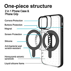 AZALEE iPhone 13 with Silicone Phone Grip, 6.1" iPhone 13 Shockproof Protective Case with 2 Screen Protector Anti-Fall Protective Slim Phone Cover Compatible with MagSafe,Black