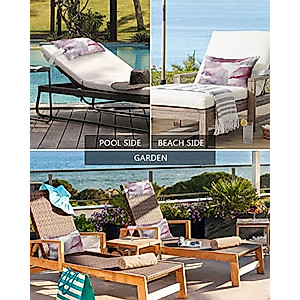 Recliner Head Pillow Ledge Loungers Chair Pillows with Insert Pink Marble Watercolor Lumbar Pillow with Adjustable Strap Outdoor Waterproof Patio Pillows for Couch Beach Pool Office Chair, 2 PCS