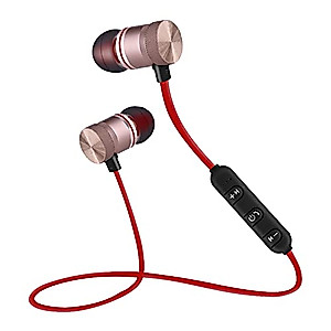 LIYJTK 5.0 Bluetooth Wireless Headphones in Ear Earphones HiFi Stereo Deep Bass Sports Headsets Compatible with iPhone Android(Gold)