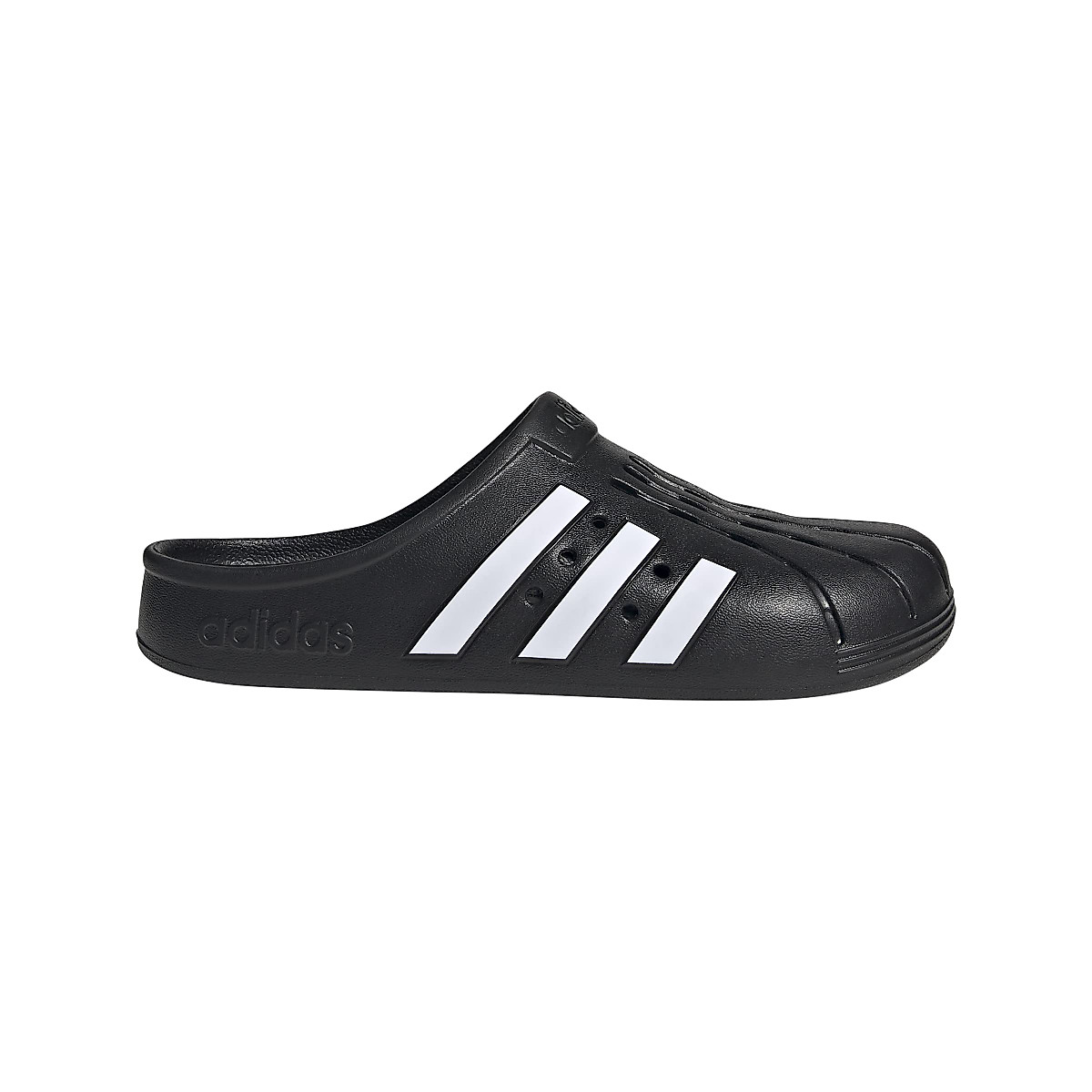 adidas Unisex Adilette Clogs Slide Sandal, Core Black/White/Core Black, 14 US Women/13 US Men
