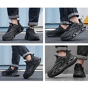 LARNMERN Steel Toe Shoes Men Breathable Work Sneakers Safety Lightweight Comfortable Tennis Shoe Indestructible Sneaker(9.5 Men, Black)