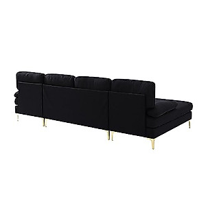 SONGG 107.9” U Shaped Sectional Sofa with Double Extra Wide Chaise, w/Removable Back & Seat Cushions, for Living Room, Office, Apartment, Black