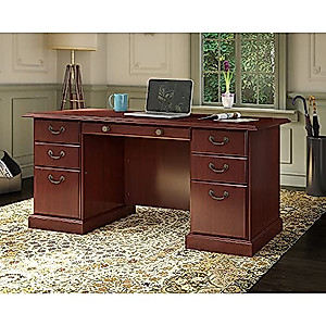 Bush Furniture Kathy Ireland Home Bennington Manager's Desk, Harvest Cherry