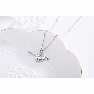 JUSTKIDSTOY Dinosaur Necklace for Women 925 Sterling Silver Cute Animal T-Rex Pendant Necklace Dinosaur Jewelry Gifts