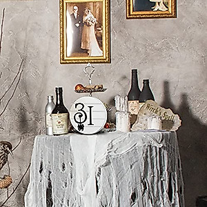 Halloween Round Wooden Sign Figure 31 Table Sign Shiplap Halloween Freestanding Block Sign Tabletop Halloween Front Door Decor for Home Outdoor Indoor Party Decoration (Black)