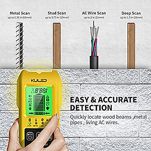 Stud Finder Wall Stud Detector 7 in 1 Electronic Wood Sensor Beam Finder Multifunctional Wall Scanner with Digital LCD Display & Sound Warning Moisture Meter Temperature Detection