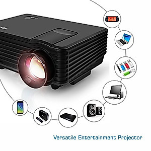 Pyle Portable Video-Projector Full HD with Remote - Home Theater-Projector Tv Digital Movie-Projector - 1080p Support 80" Led-LCD-Display USB/HDMI Mac,Computer and Laptop - Pyle PRJG88, BLACK