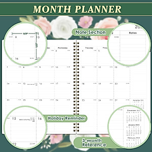 2024 Planner - Planner/Calendar 2024, Jan 2024 - Dec 2024, 2024 Planner Weekly and Monthly with Tabs, 8" x 10", Flexible Cover + Thick Paper + Twin-Wire Binding, Perfect Daily Organizer - Floral