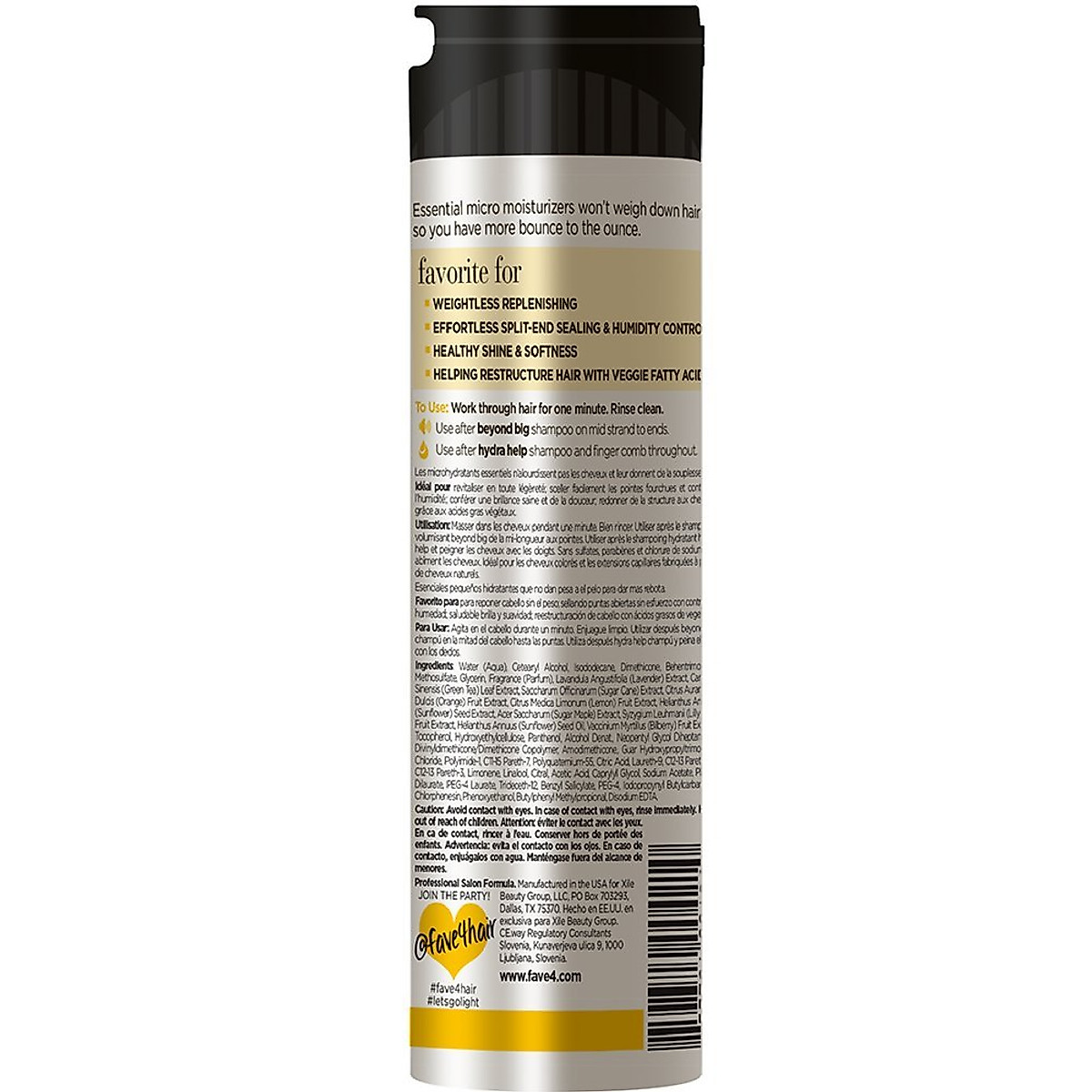 fave4 hair Let's Go Light Conditioner for Lightweight Shine, Replenish Split Ends & Frizz, 8.5 fl oz