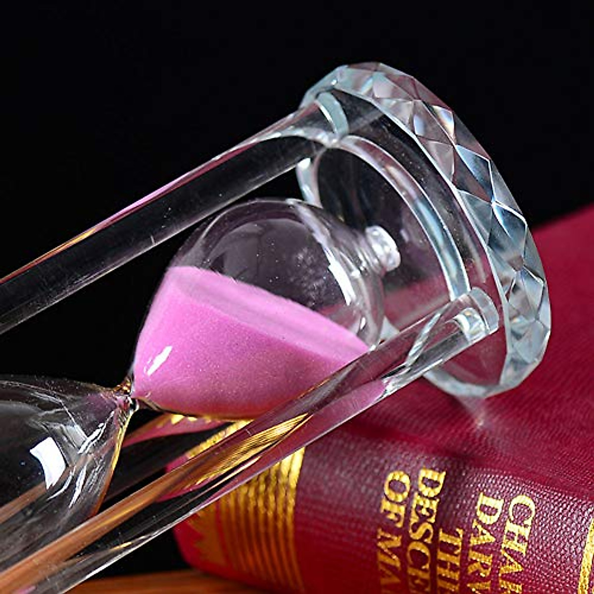 Crystal Hourglass 15/30/60 Minutes Sandglass Timers Kitchen Cooking Sand Clock Timer Home Office Christmas Birthday Present Gift Box Sand Glass (30 Minutes, Pink)