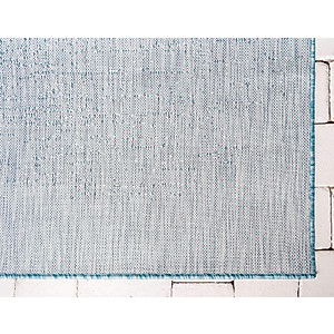 Unique Loom Outdoor Modern Collection Area Rug - Ombre (5' 3" x 8' Rectangle, Aqua/ Ivory)