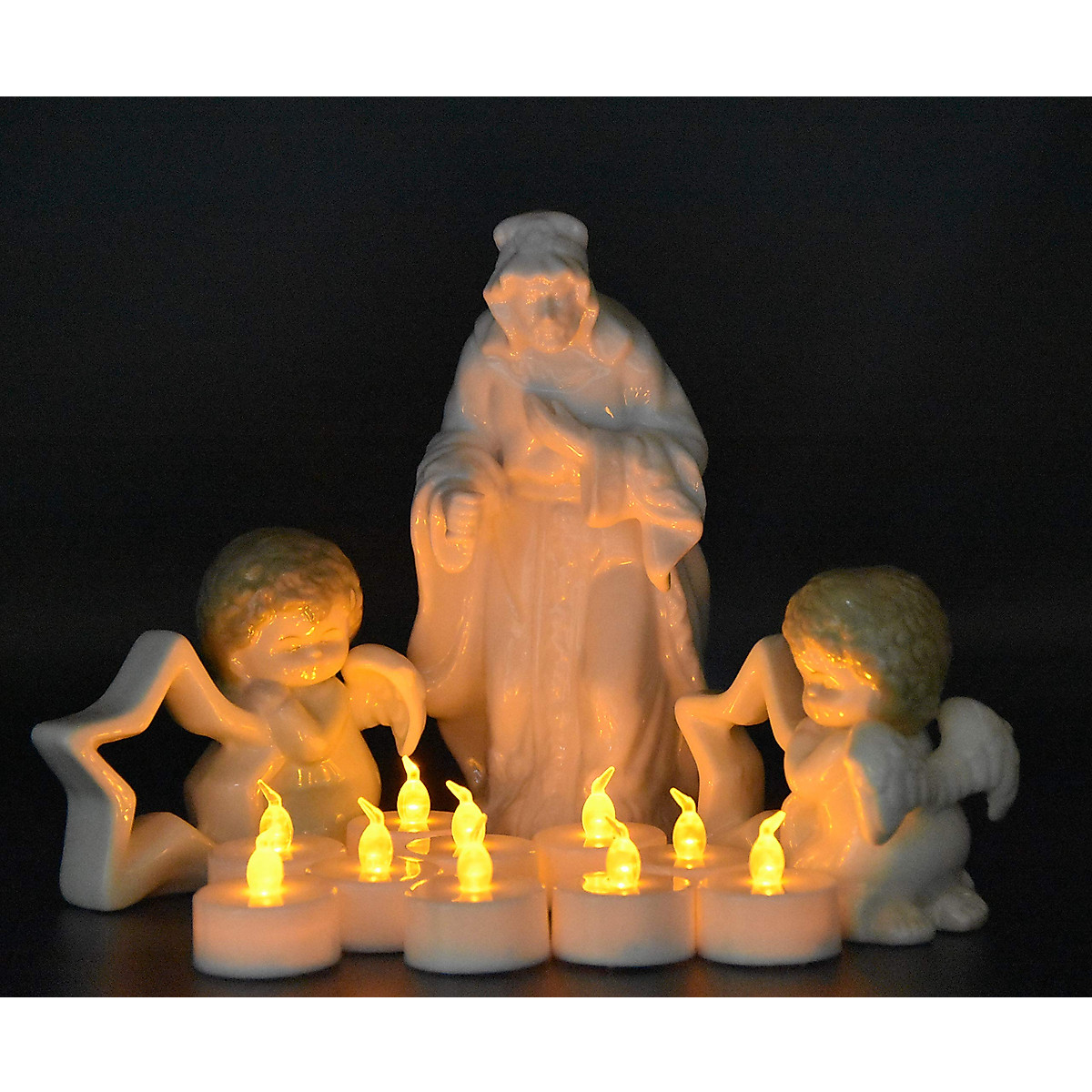 LFSEMINI Tea Lights, 24 Pack Battery Tea Lights Flameless LED Tea Lights Candles Battery Powered Fake Candles 100 Hours for Wedding Party Holidays Home Decoration Outdoor (Warm Yellow)