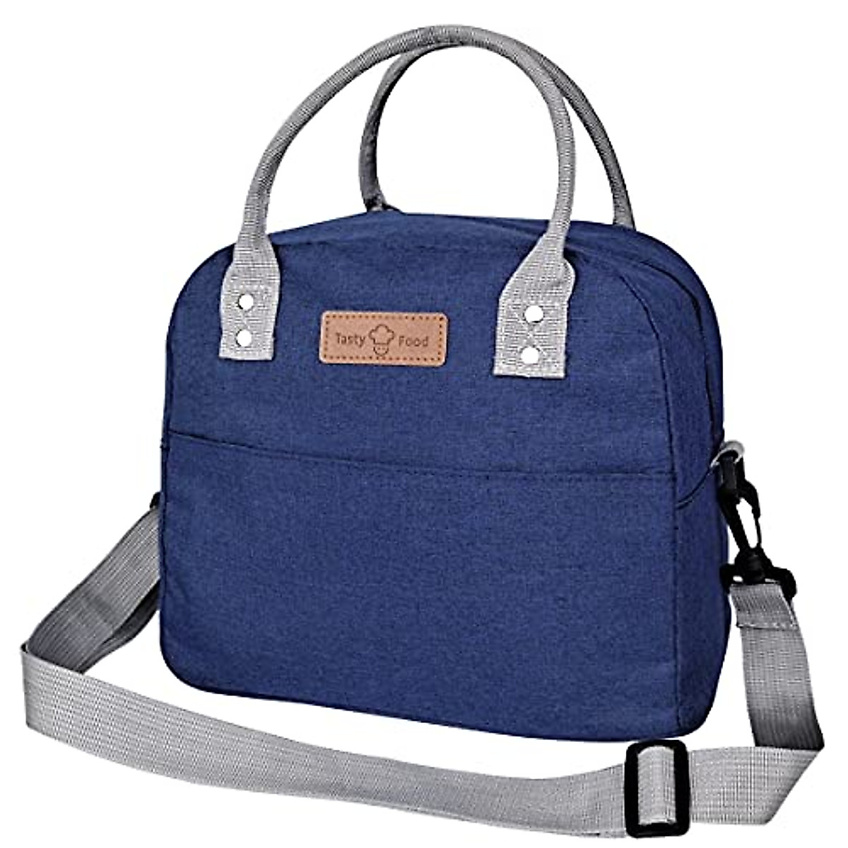 EASTVIO Insulated Lunch Bags Large Reusable Tote Cooler Box with Adjustable Removable Shoulder Strap and Pocket for Women/Men/Picnic/Work/School/Travel,Blue