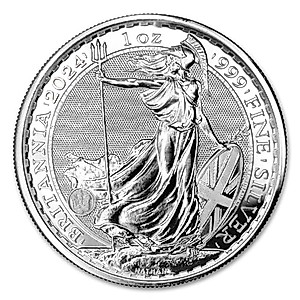 2024 1 oz British Silver Britannia Coins by the Royal Mint Brilliant Uncirculated with Certificates of Authenticity £2 BU