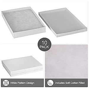 Cardboard Jewelry Boxes 10 Pack - 6"x5"x1" Bulk Cotton Filled Small Gift Boxes with Lids for Jewelry Packaging - Jewelry Gift Boxes for Shipping, Small Business, Accessories (White)