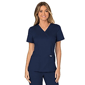 Mock Wrap Scrubs for Women Workwear Revolution, Soft Stretch, Easy Care WW610, M, Navy