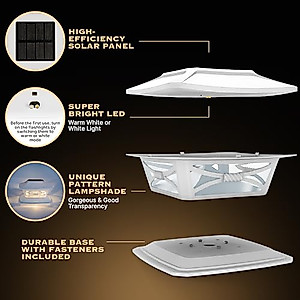 JVK Goods Post Cap Lights Outdoor 8 Pack, Fits 4x4, 5x5, 6x6 Square Post & Fence Deck Patio Garden Pathway, Rechargeable Solar Powered Warm-of-White, Work All Night, Waterproof, Wight Color