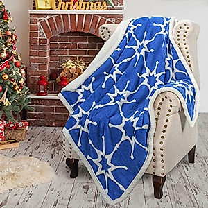 Sherpa Blanket Plush Throw Blanket Size 50" x 60" Bedding Fleece Reversible Blanket for Bed and Couch, Super Soft Comfy Warm Fuzzy TV Blanket Blue