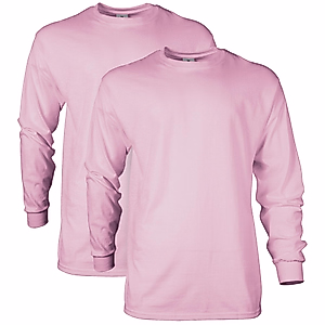 Gildan Men's Ultra Cotton Long Sleeve T-Shirt, Style G2400, Multipack, Light Pink (2-Pack), Medium