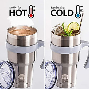 ALBOR Insulated Tumbler with Lid and Straw 30 oz Insulated Coffee Mug with Handle Coffee Mug Triple Insulated Technology with 2 Lids, 2 Metal Straw, Brush and Storage Bag, Stainless Steel