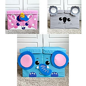 QUOKKA Toy Storage Box Elephant, Toy Storage Box Koala & Toy Storage Box Unicorn Playroom Organizers