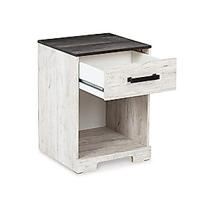 Signature Design by Ashley Shawburn Farmhouse 1 Drawer Night Stand, White & Gray
