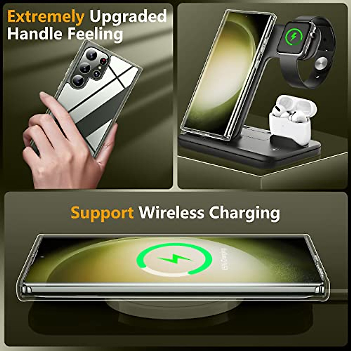 SPIDERCASE for Samsung Galaxy S23 Ultra Case, with 2 Pcs [Camera Lens Protector+Soft Screen Protector], [Anti-Yellowing] [Military Grade Shockproof] Slim Thin Galaxy S23 Ultra Case 6.8"，Clear