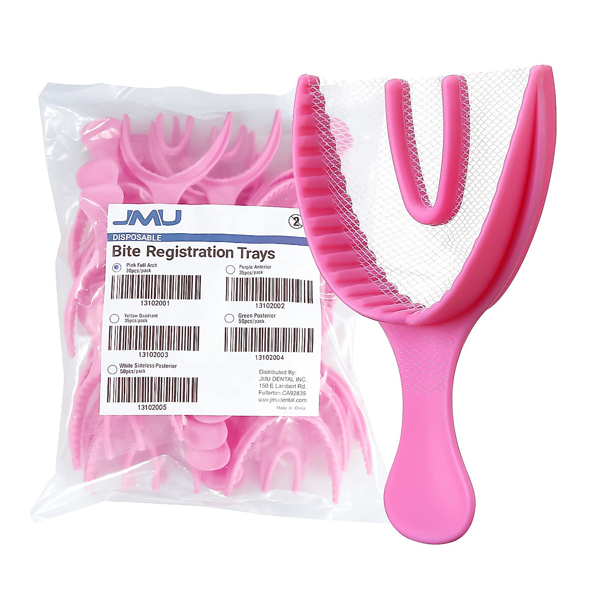 JMU Full Arch Bite Registration Trays 30 Pcs, Disposable Dental Impression Trays for Teeth Modes Pink