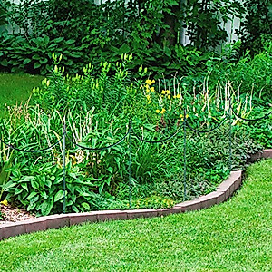 24 Pack Plant Support Stake, Half Round Metal Garden Plant Stake, Green Plant Support Ring, Border Support with Plant Lables & Plant Clips for Outdoor Indoor Plants, Vegetable, Flowers