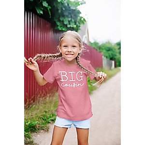 Big Cousin T-Shirts for Toddler and Youth Fun Family Outfits White on Mauve Shirt Youth Small