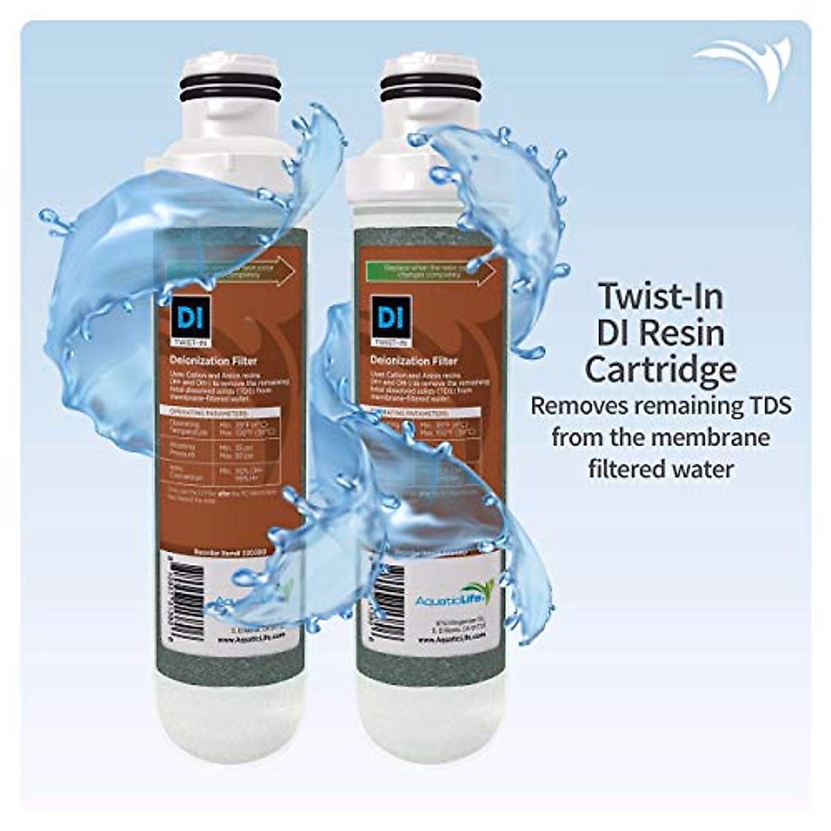 AQUATICLIFE Twist-In Sediment Filter, Carbon Block Filter and Deionization Filter Replacement Cartridges for RO/DI Reverse Osmosis Water Filtration System, Value Pack