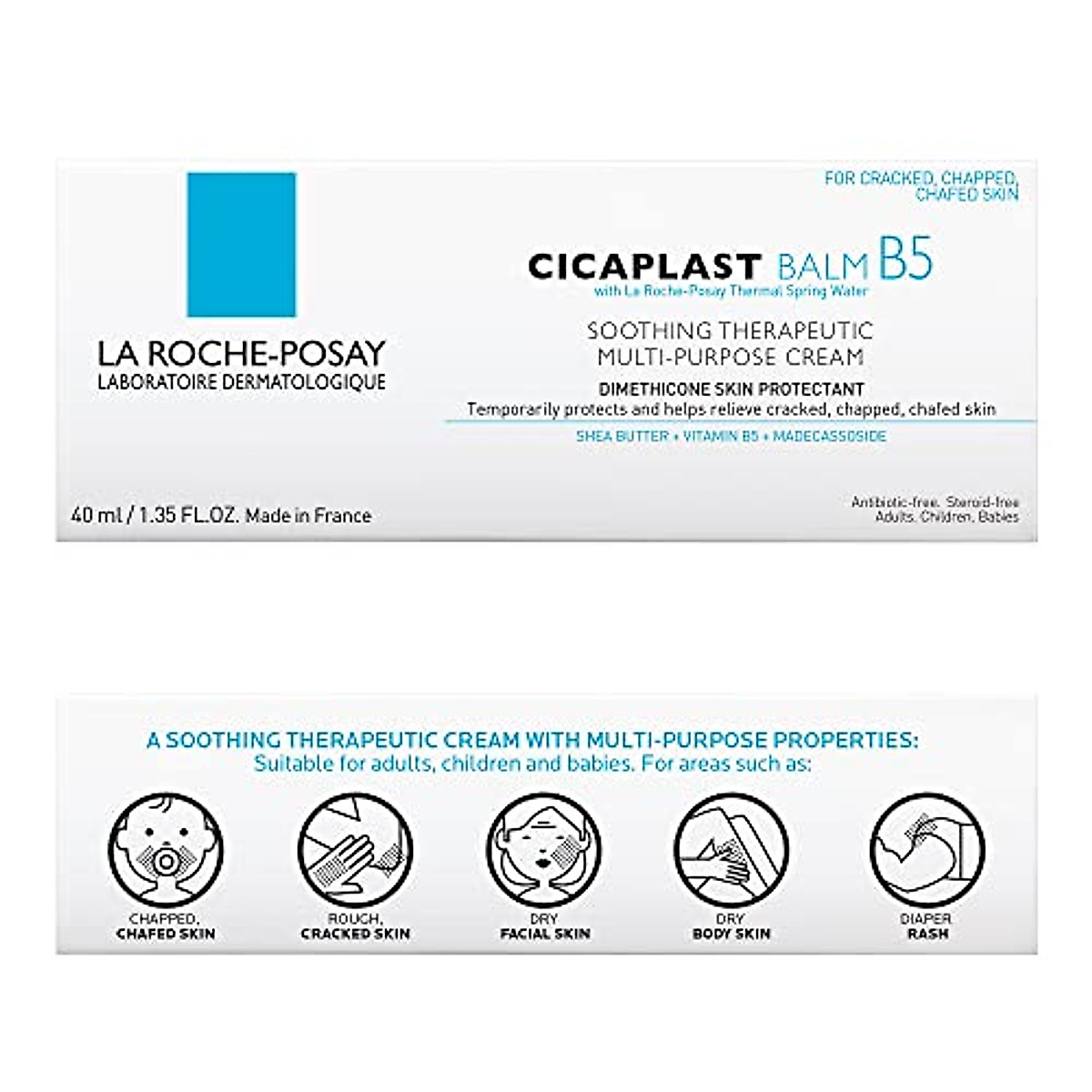 La Roche-Posay Cicaplast Baume B5 Soothing Multi-Purpose Balm, 1.35 Fl oz