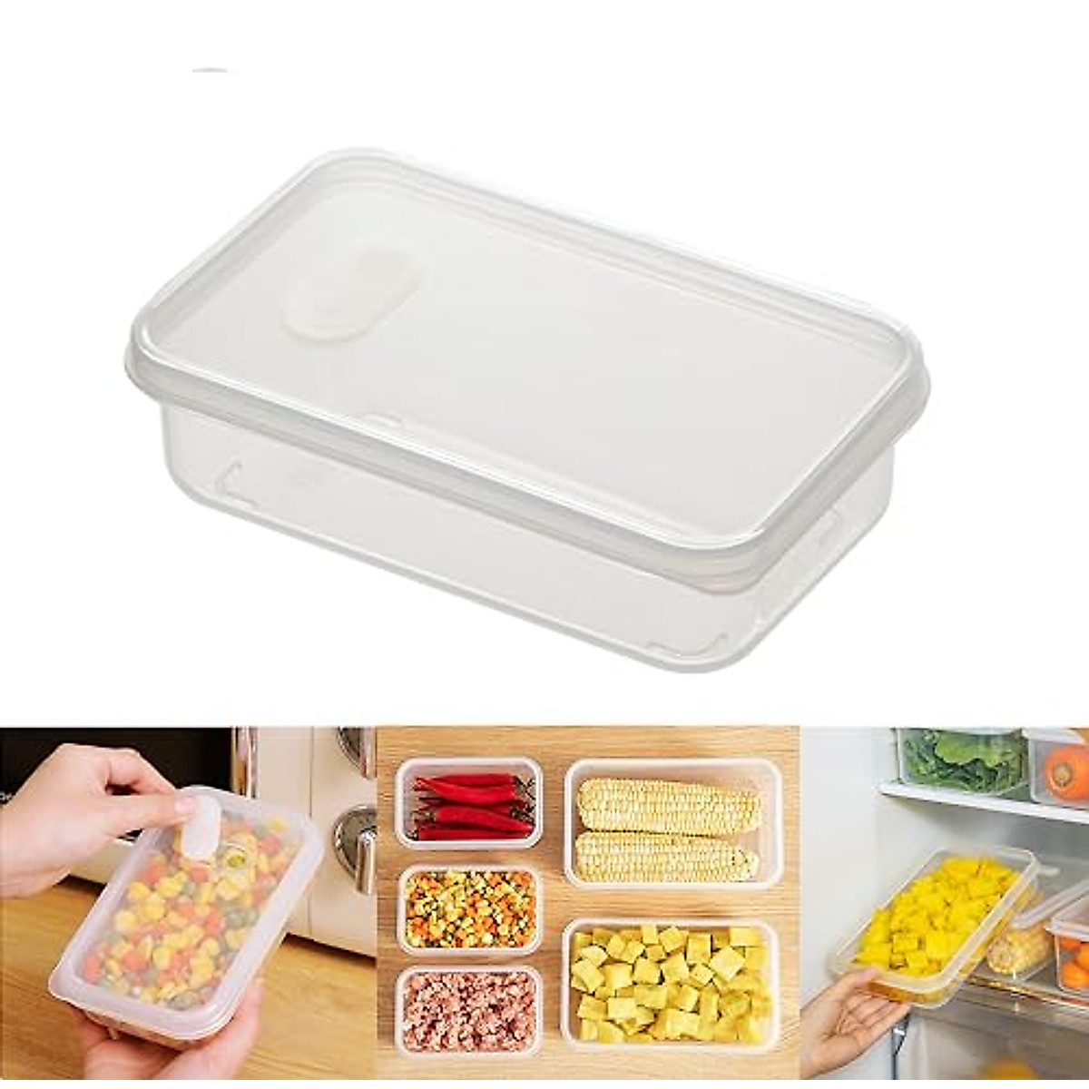 Naranqa Food Storage Containers Bins 11.02×8.85×1.81" Vegetable Organizer with Lid Clear Fridge Crisper Keep Food Fresh Kitchen Organizer Bins (1PACK-SMALL)