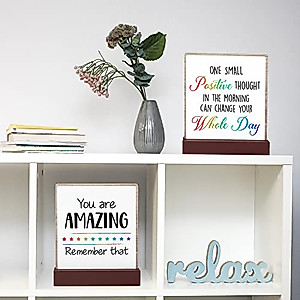 4 Pieces Inspirational Quotes Bible Desk Decor Wood Block Plaque Rustic Encouragement Gifts for Women Motivational Desk Decor Positive Wooden Table Signs with Wooden Stand (Inspirational Style)